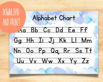 4 Printable Alphabet Charts, Calm Watercolours, ABC Chart, Handwriting ...