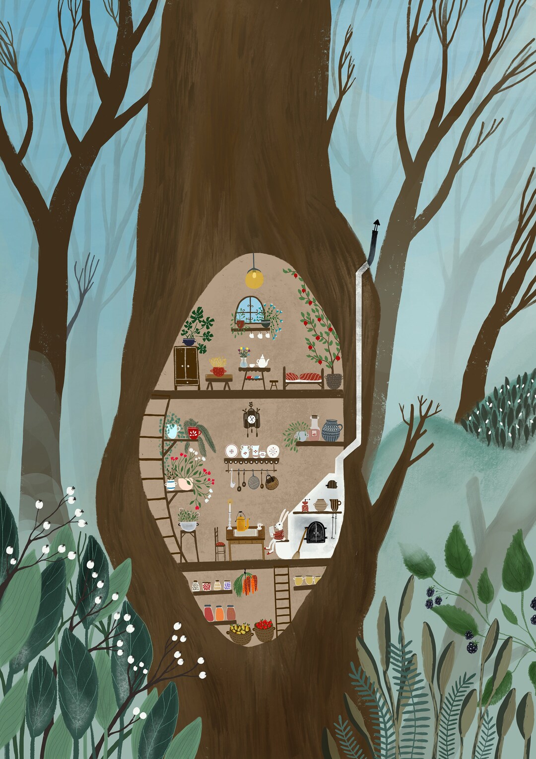 Bunny Treehouse / Fine Art Print - Etsy