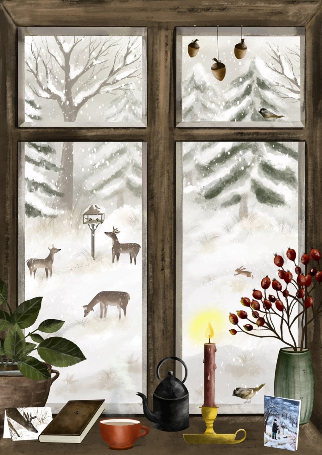 View From My Window / Fine Art Print / Winter Scene / Illustration - Etsy