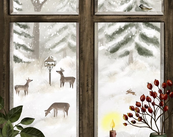 View From My Window / Fine Art Print / Winter Scene / Illustration - Etsy