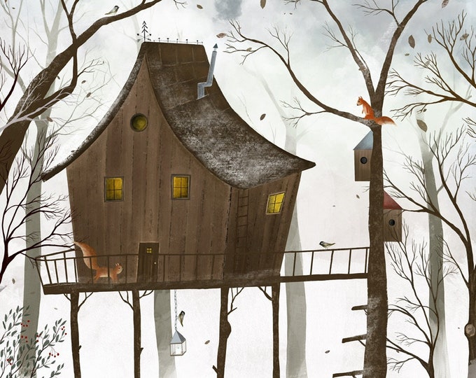 Forest Treehouse / Fine Art Print - Etsy