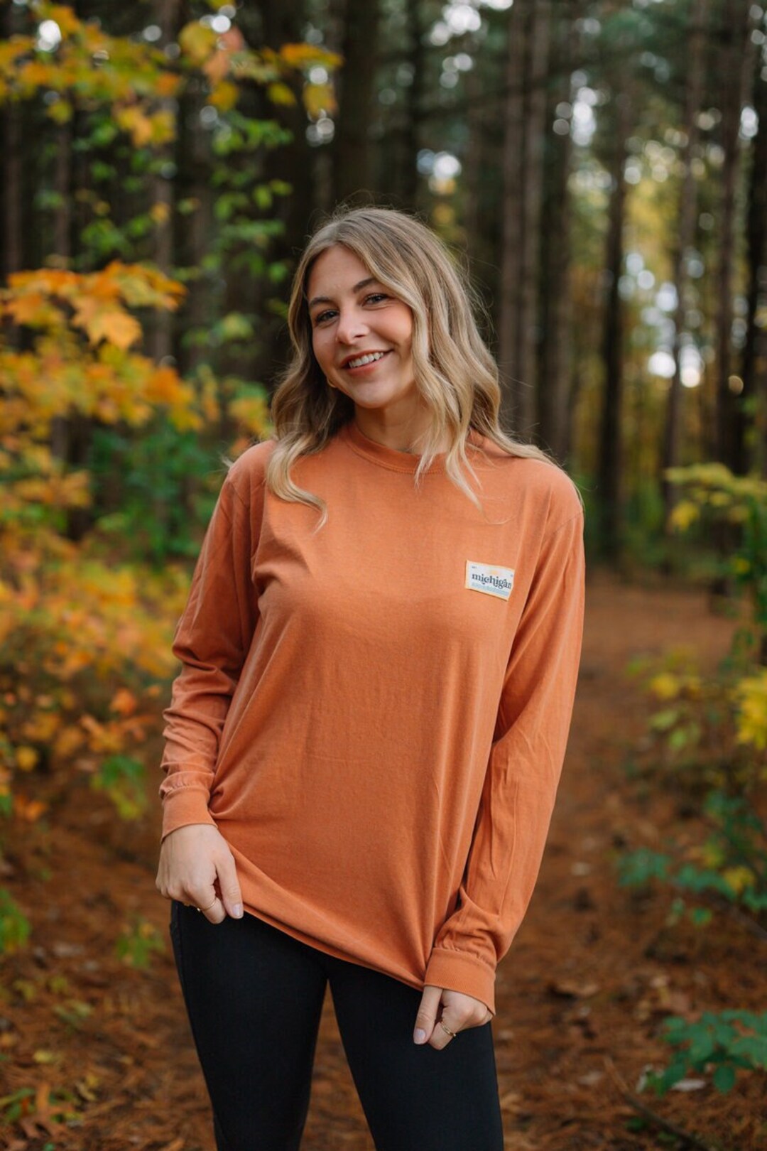 Burnt Orange Michigan Patch Long Sleeve - Etsy