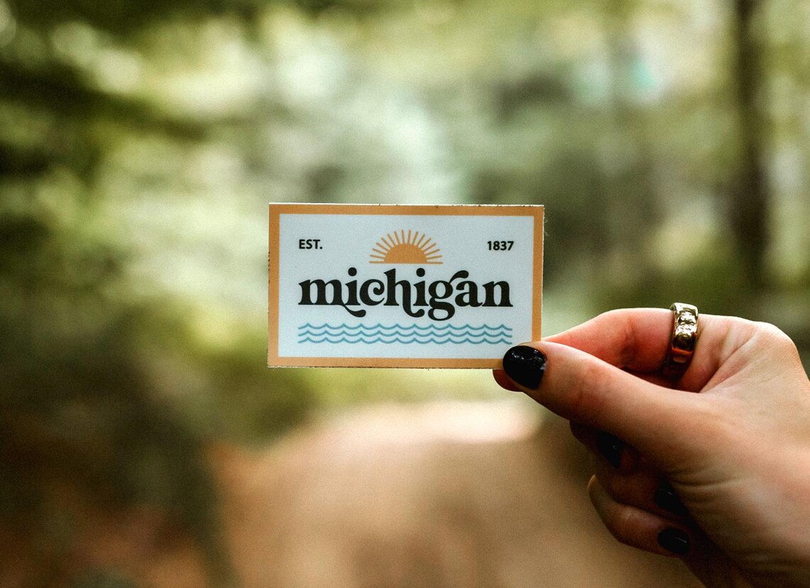 Retro Michigan Patch Sticker (day) - Etsy