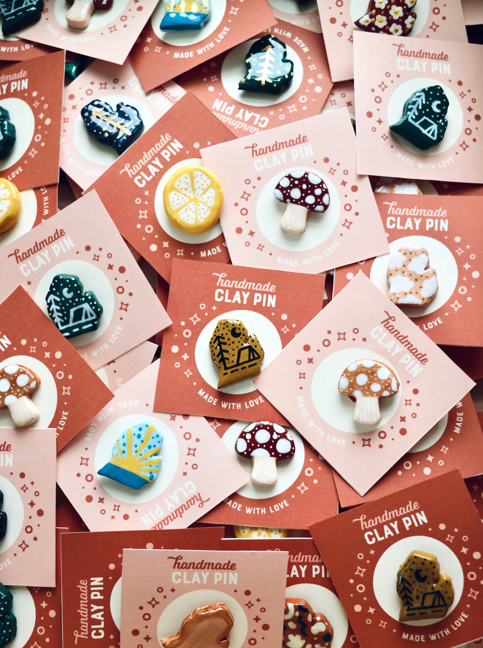 Mushroom Polymer Clay Pin - Etsy