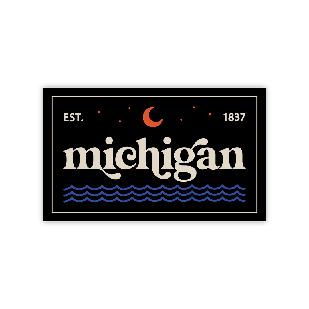 Retro Michigan Patch Sticker (night) - Etsy