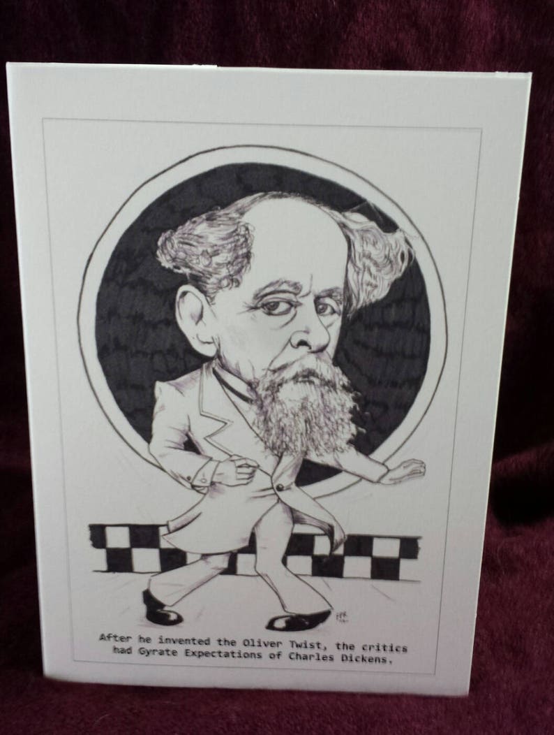 Greeting Card - Charles Dickens - Dancing Dickens Cartoon by Frank ...