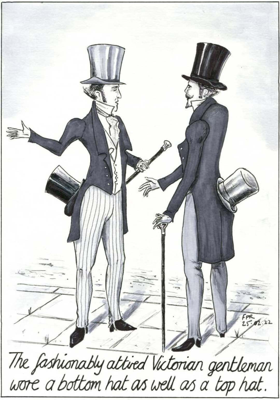 Victorian Gentlemen in Top Hat Cartoon Greeting Card - Funny Card by ...