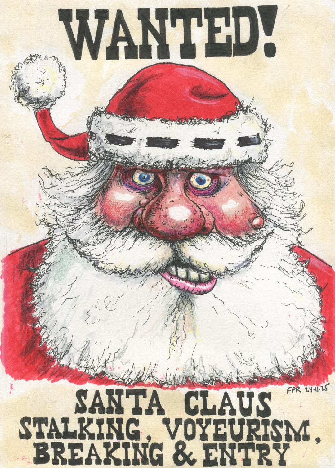 Santa Claus - Wanted Poster Greeting Card - Christmas Card - Etsy
