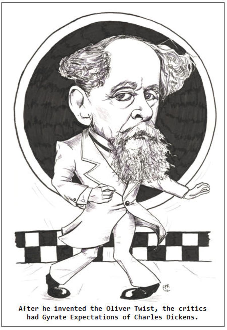 Greeting Card - Charles Dickens - Dancing Dickens Cartoon by Frank ...