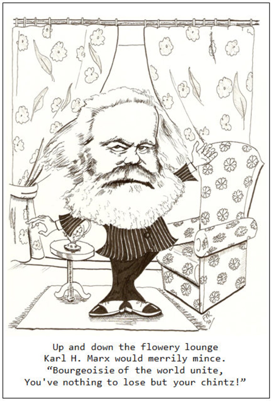 Greeting Card Karl Marx Cartoon By Frank Rooney Etsy