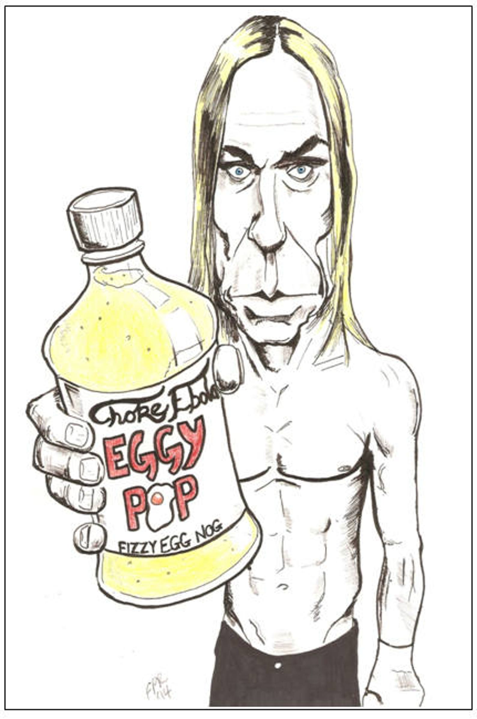 Greeting Card - Iggy Pop Caricature - Eggy Pop Cartoon by Frank Rooney ...