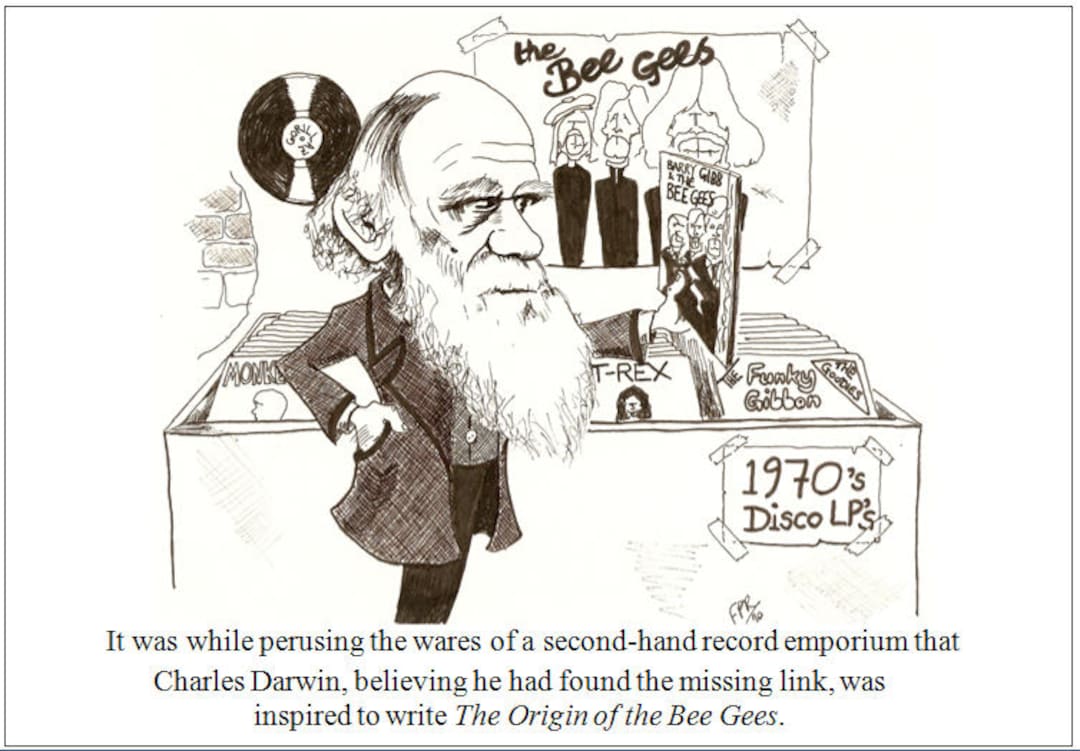 Greeting Card - Charles Darwin - Disco Darwin Cartoon by Frank Rooney ...
