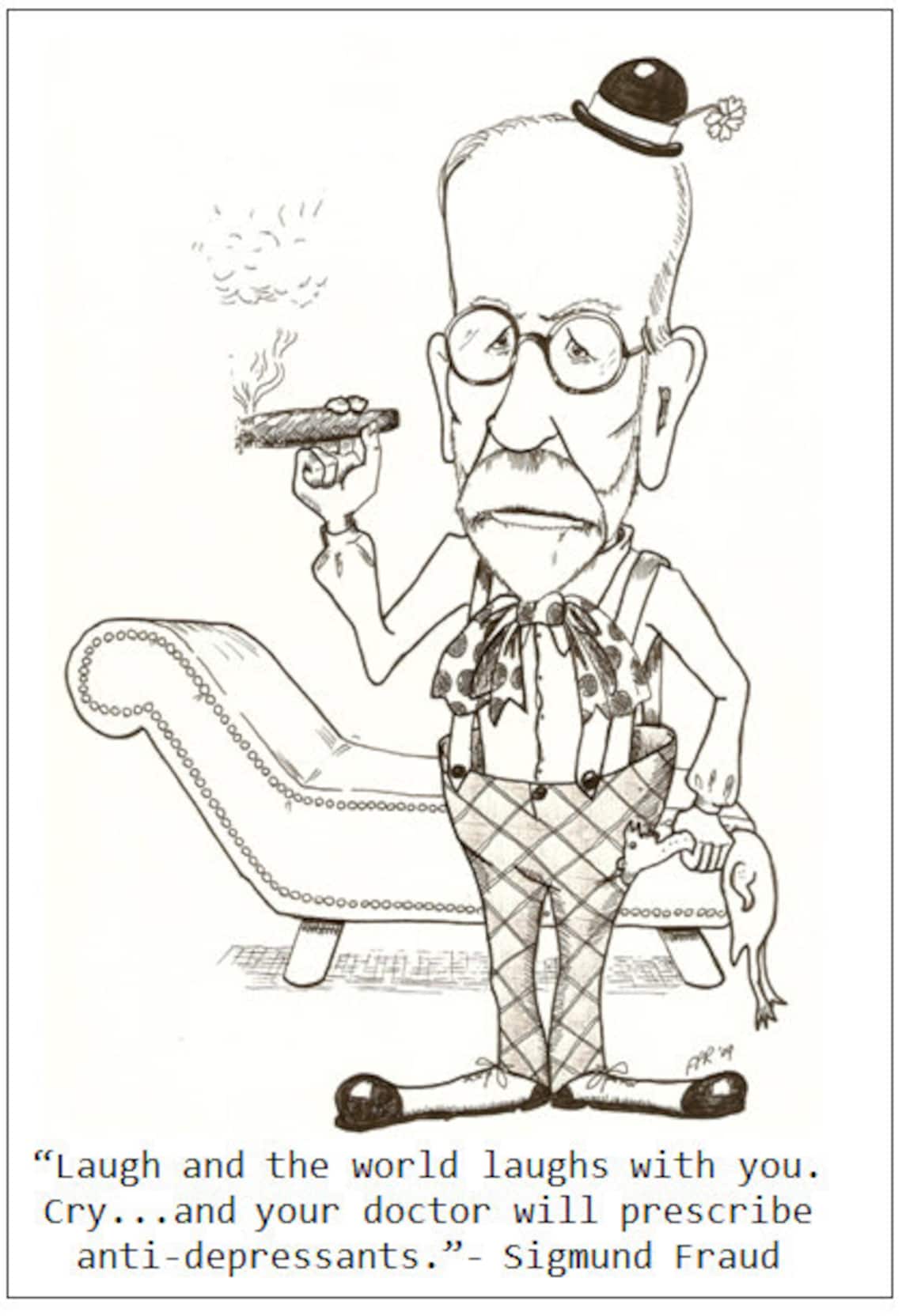 Greeting Card - Sigmund Freud Cartoon by Frank Rooney - Etsy