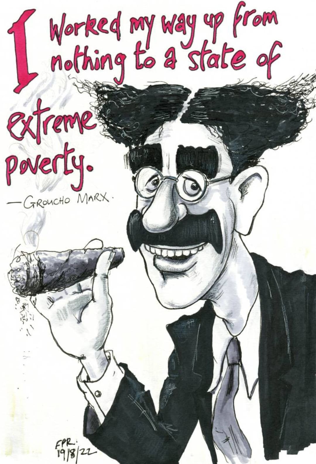 Groucho Marx Caricature - Greeting Card - Witty Quote - Etsy