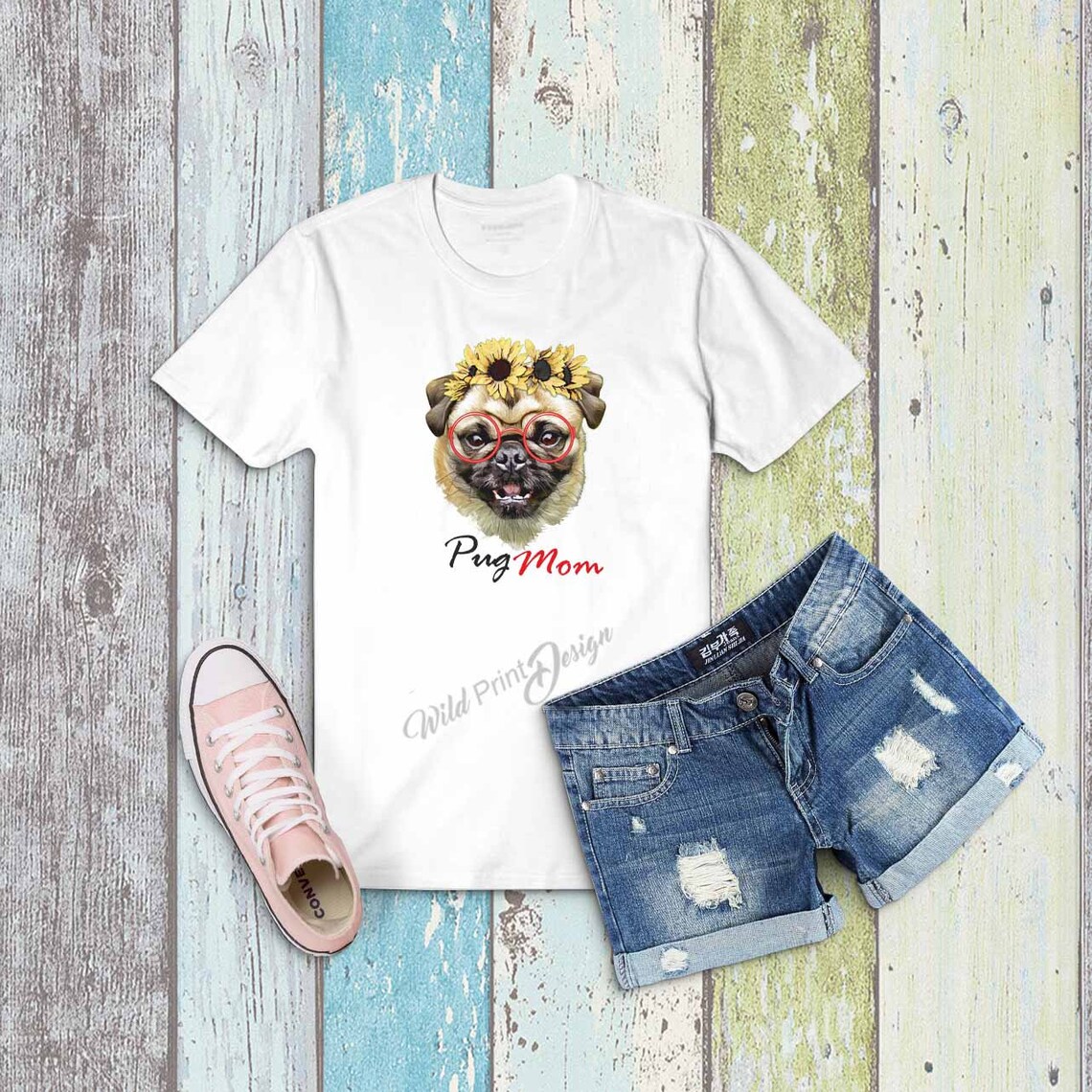 Pug Mom Clipart PNG Dog Lover Gifts Instant Download | Etsy