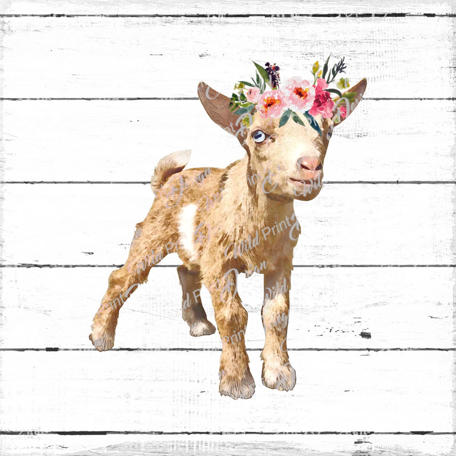 Baby Goat With Flowers Clipart Goat PNG Instant Download - Etsy Ireland