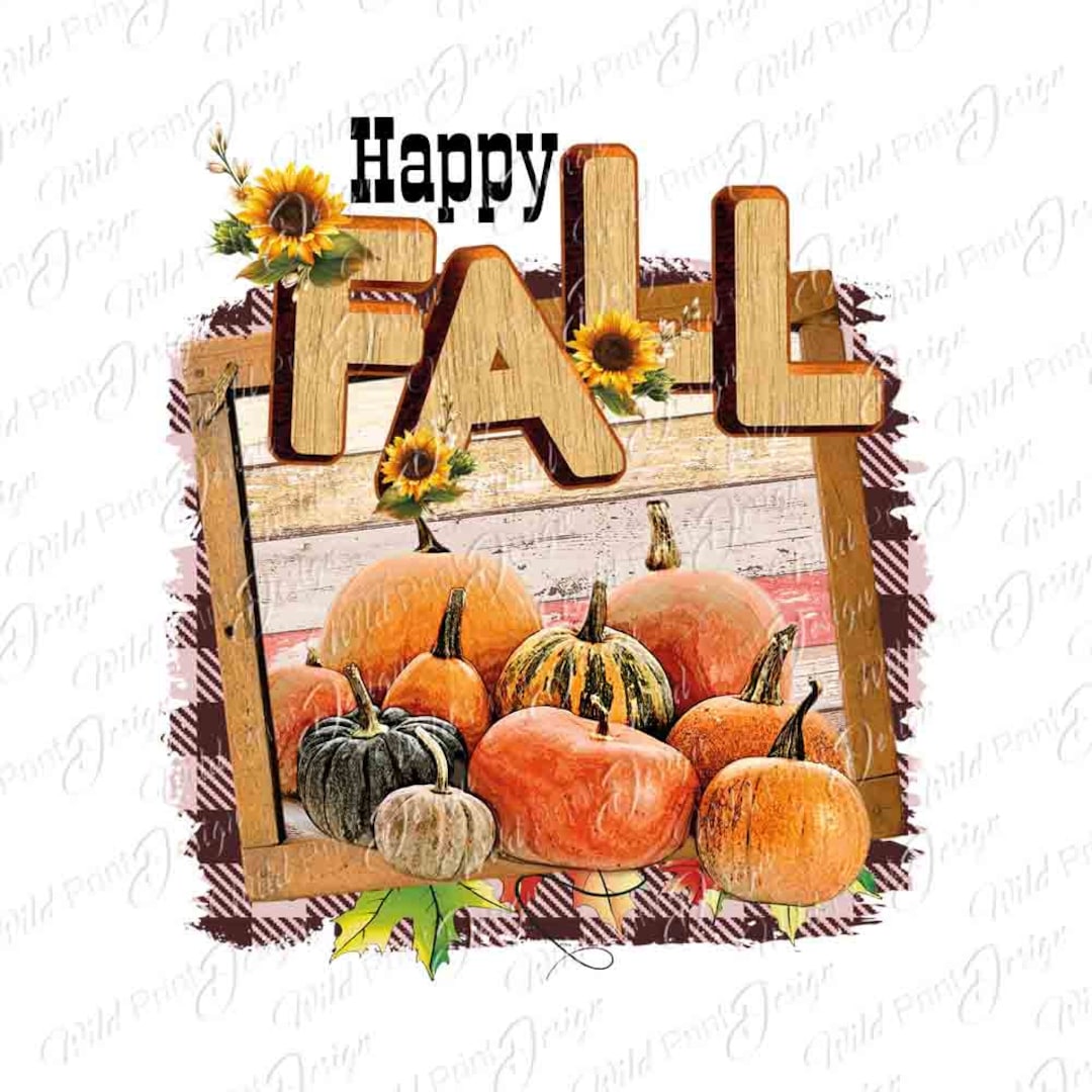 Happy Fall Frame, Clip Art Design, Pumpkin Decor, PNG, Instant Download ...