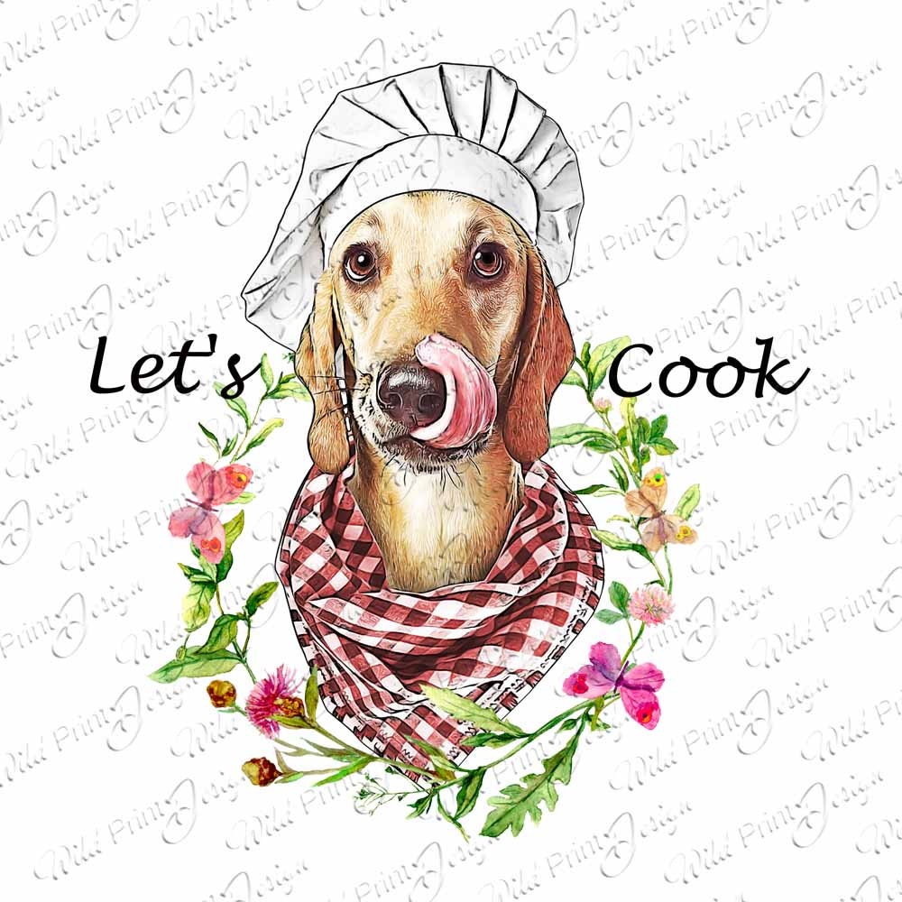 Let's Cook Clipart, PNG, Chef Gift, Gift for Cook Kitchen, Dog Wall Art ...
