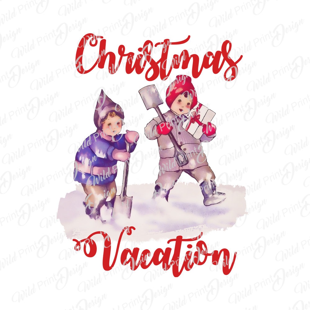 Vintage Christmas Vacation Clipart PNG Instant Download for | Etsy