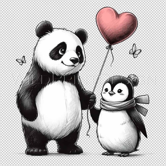 Cute Panda Love Drawings