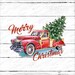 Red Vintage Car With Christmas Tree Clipart, PNG, Instant Download for ...