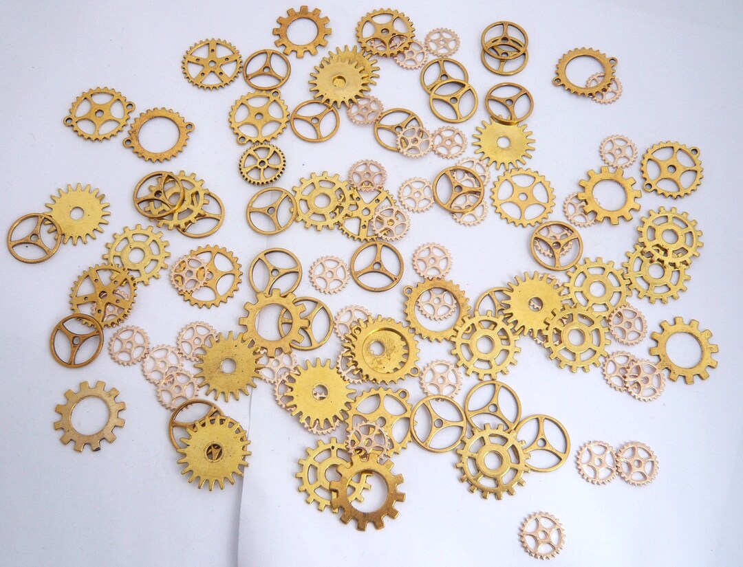 100 engrenages rouages steampunk doré couleur or grand lot montre ...