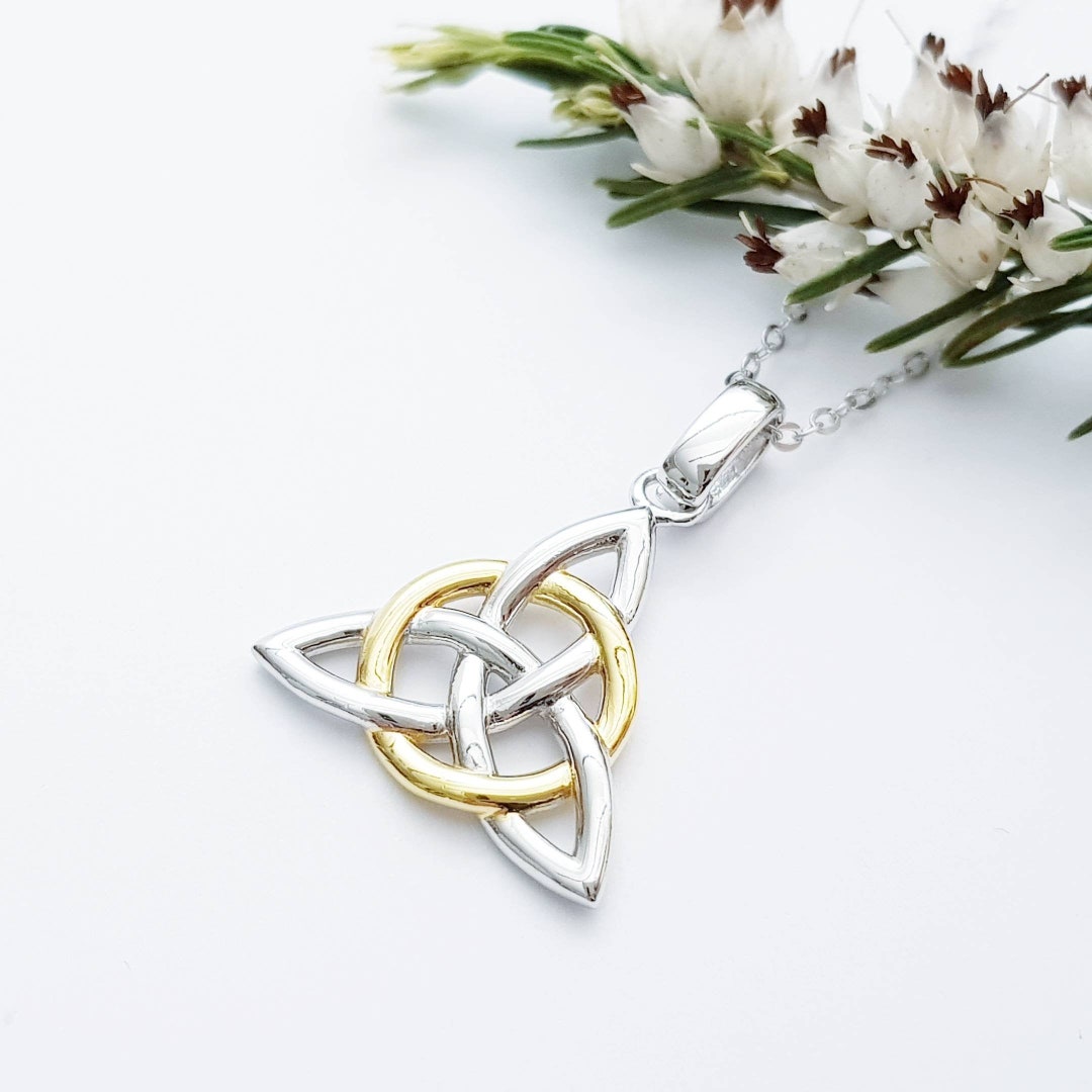 Sterling Silver Celtic Pendant, Double Sided Celtic Necklace, Triquetra ...