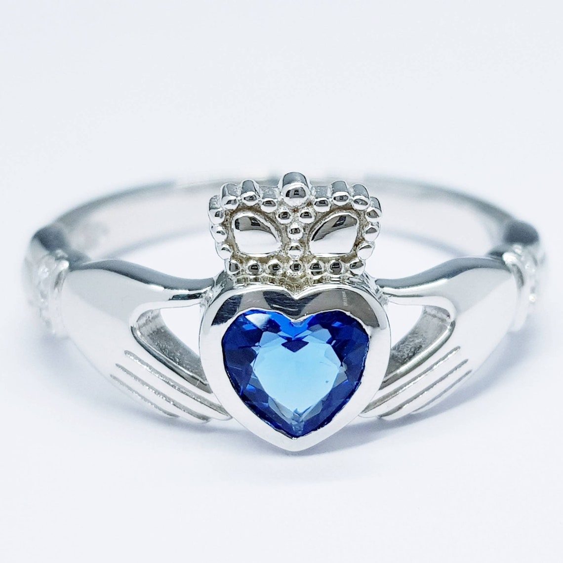 Sterling Silver Claddagh Ring Claddagh Birthstone Ring - Etsy