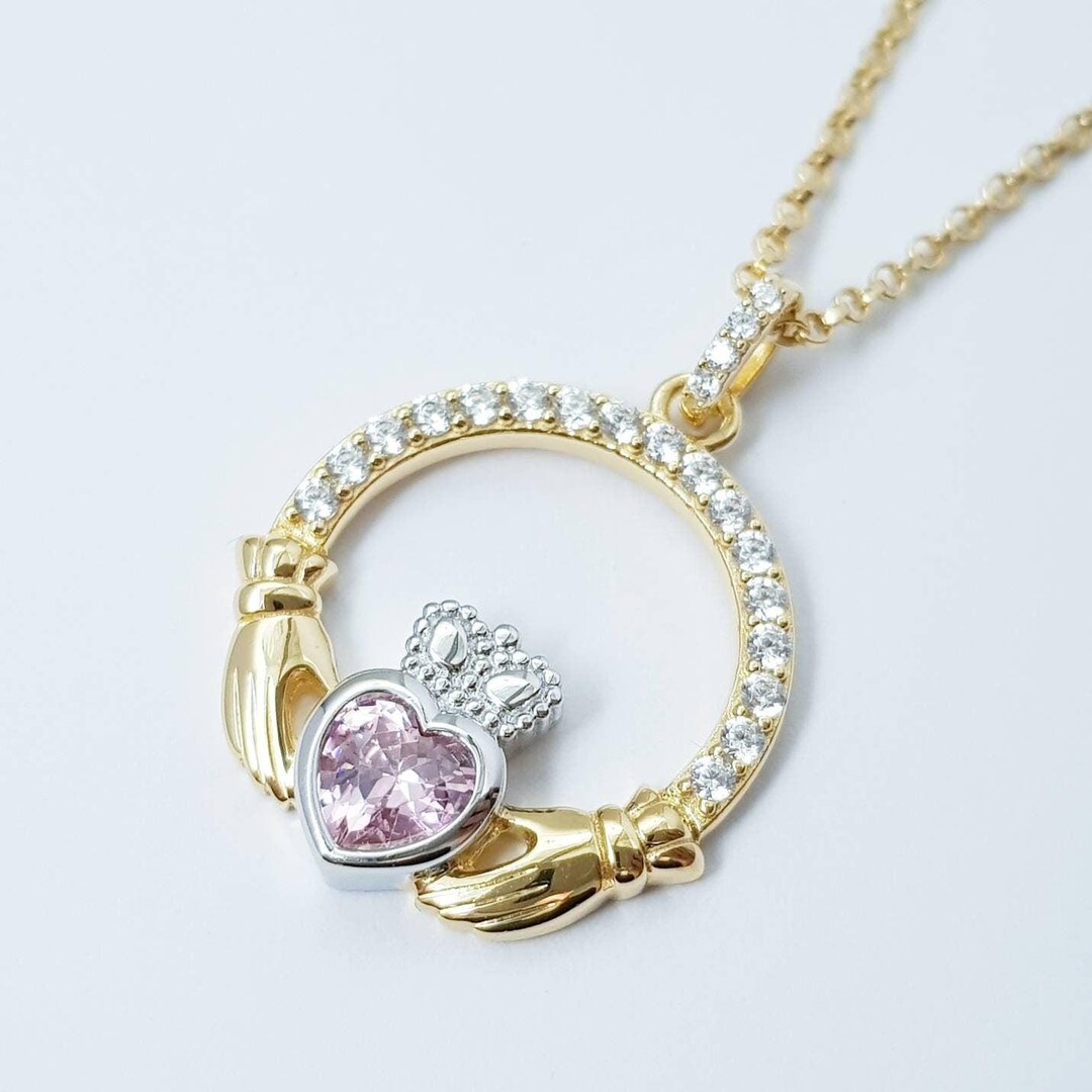 Pink Claddagh Pendant, Irish Claddagh Necklace From Galway, Ireland ...