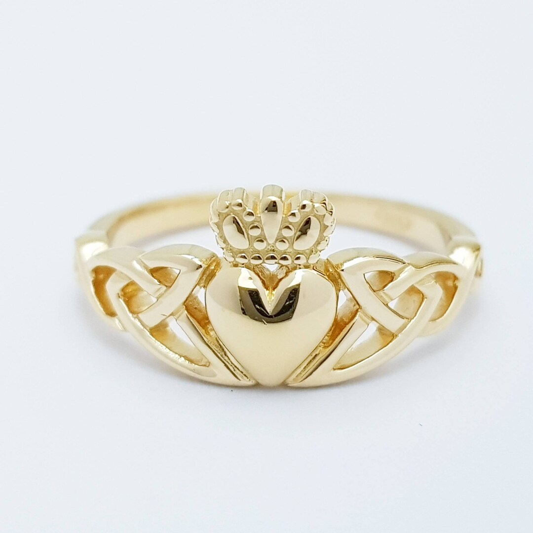 Sterling Silver Claddagh Ring, Gold Celtic Knot Claddagh Ring, Irish ...
