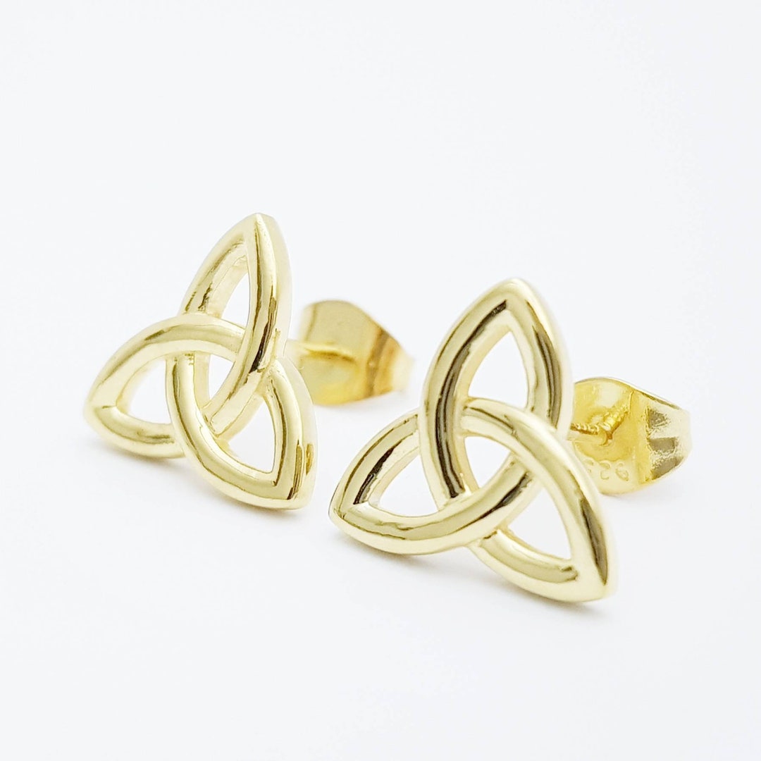 Gold Celtic Knot Earrings, Celtic Studs, Trinity Knot Stud Earrings, Simple Stud Earrings - Etsy