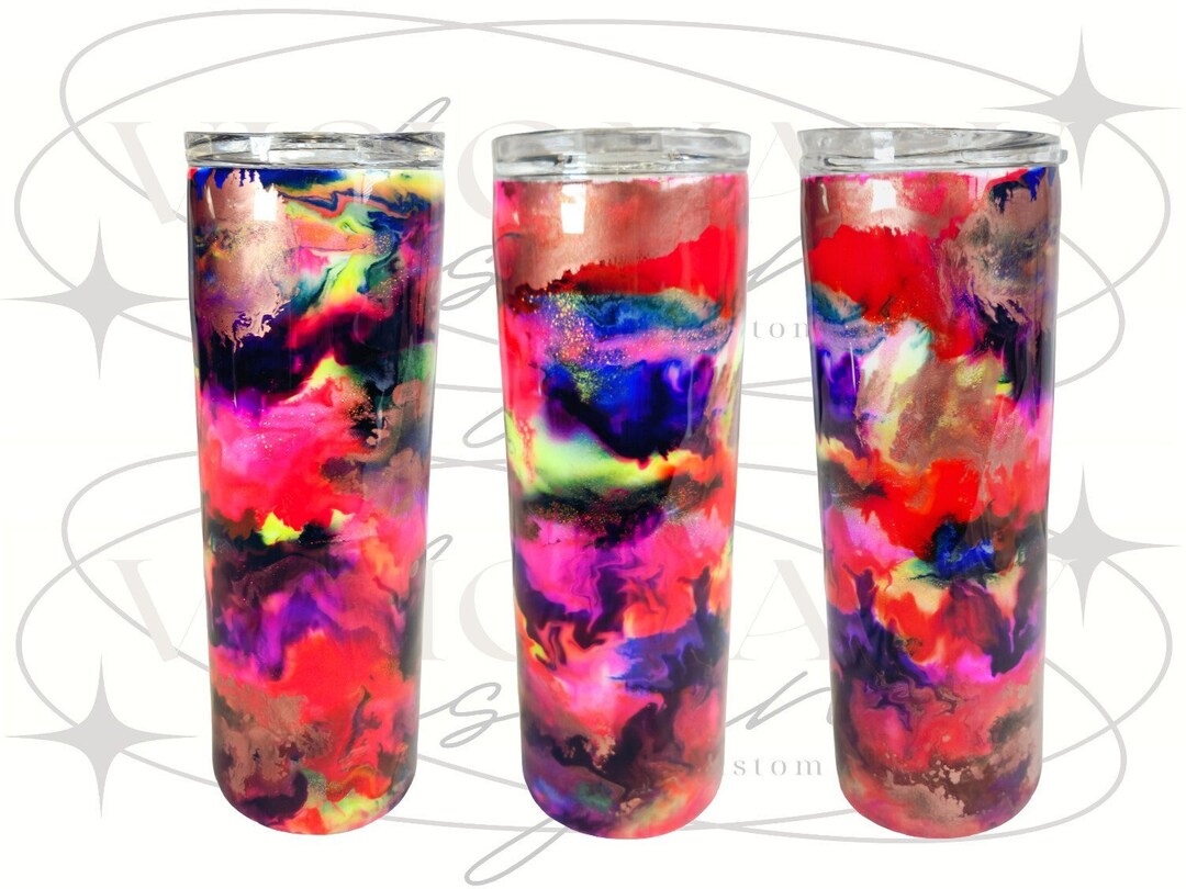 20oz Personalized Neon Explosion Tumbler Custom Insulated Cup, Abstract ...