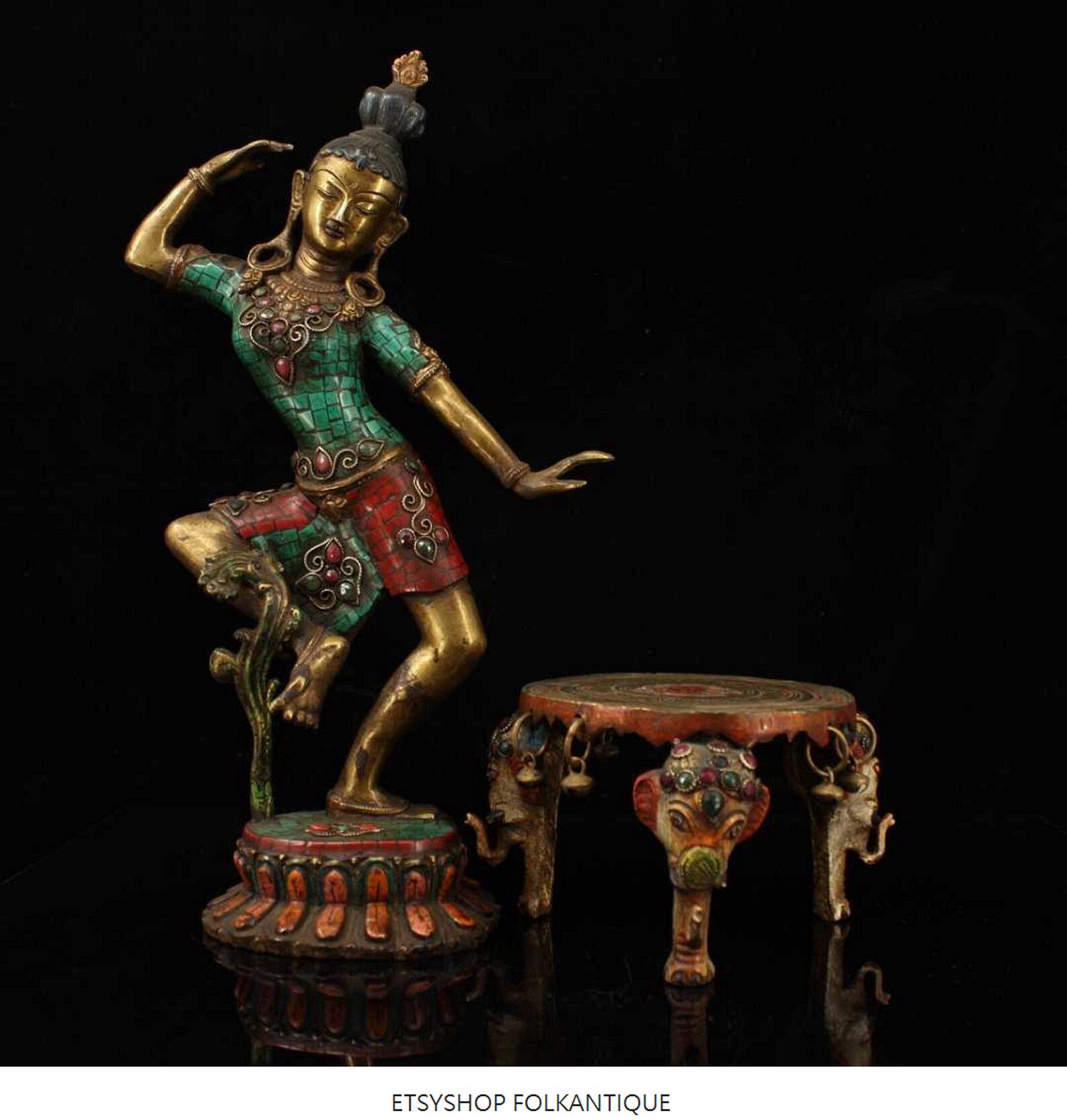 Large Nepalese Tibetan pure copper Buddha statue inlaid with | Etsy