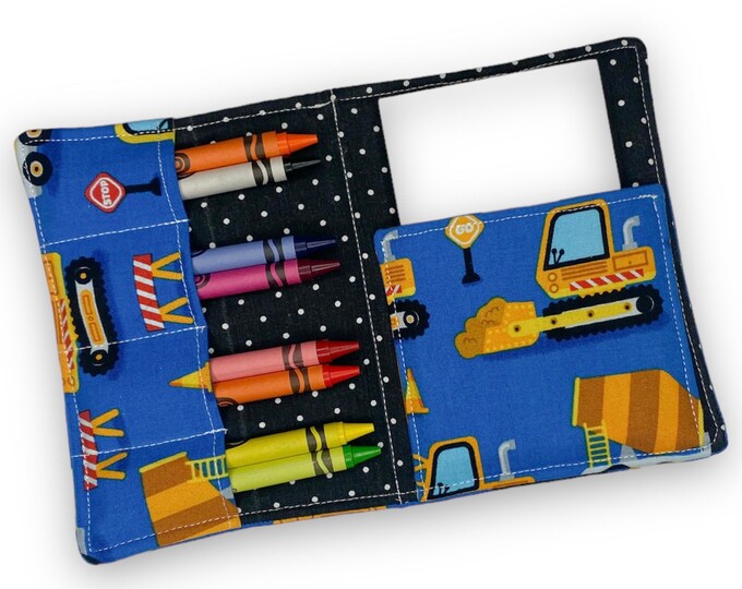 Kids Travel Crayon Holder With Notepad: Construction Theme - Art Gift ...