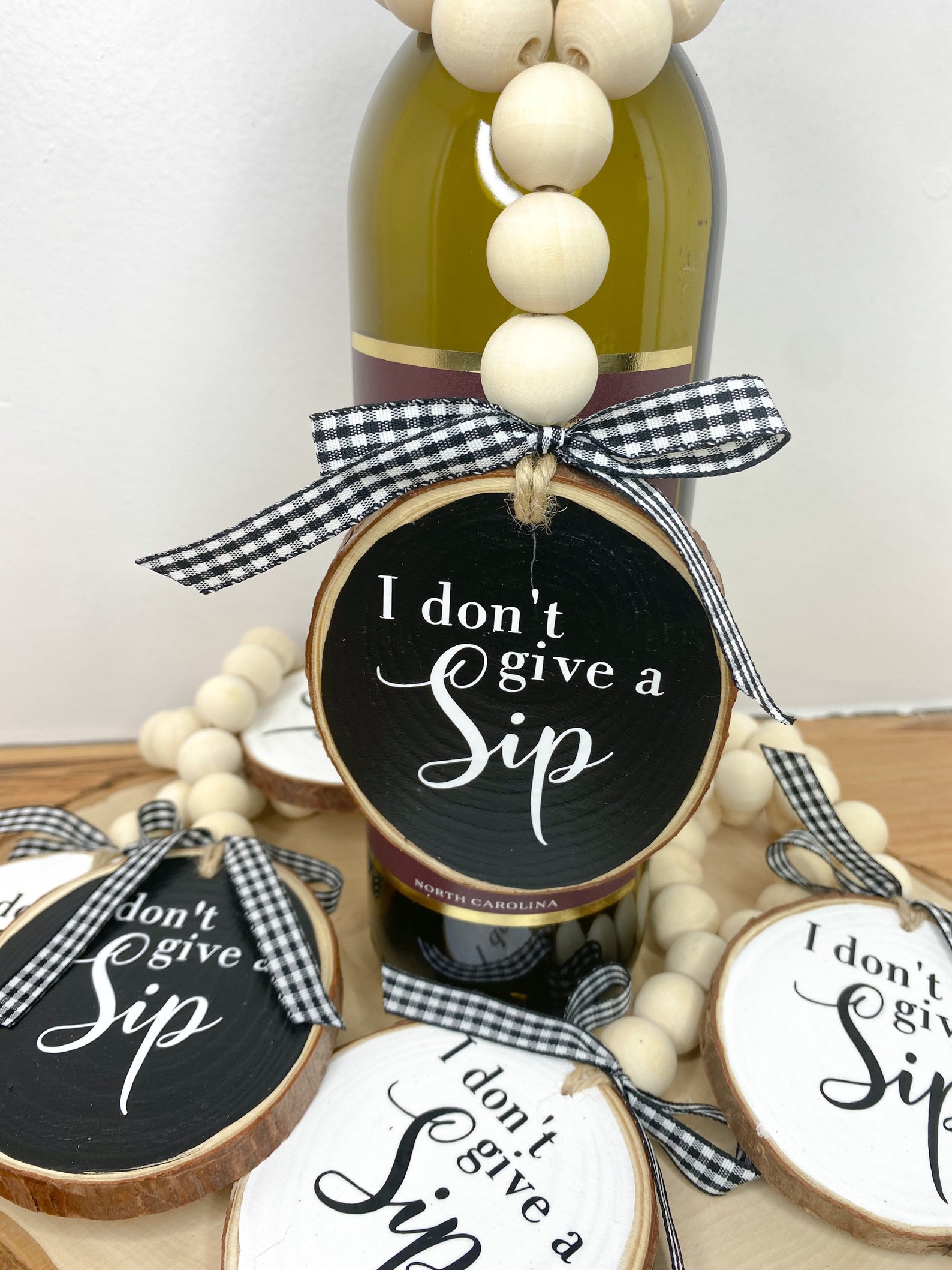 WINE BOTTLE TAG Wooden Bead Garland Wine Tag Funny Wine - Etsy