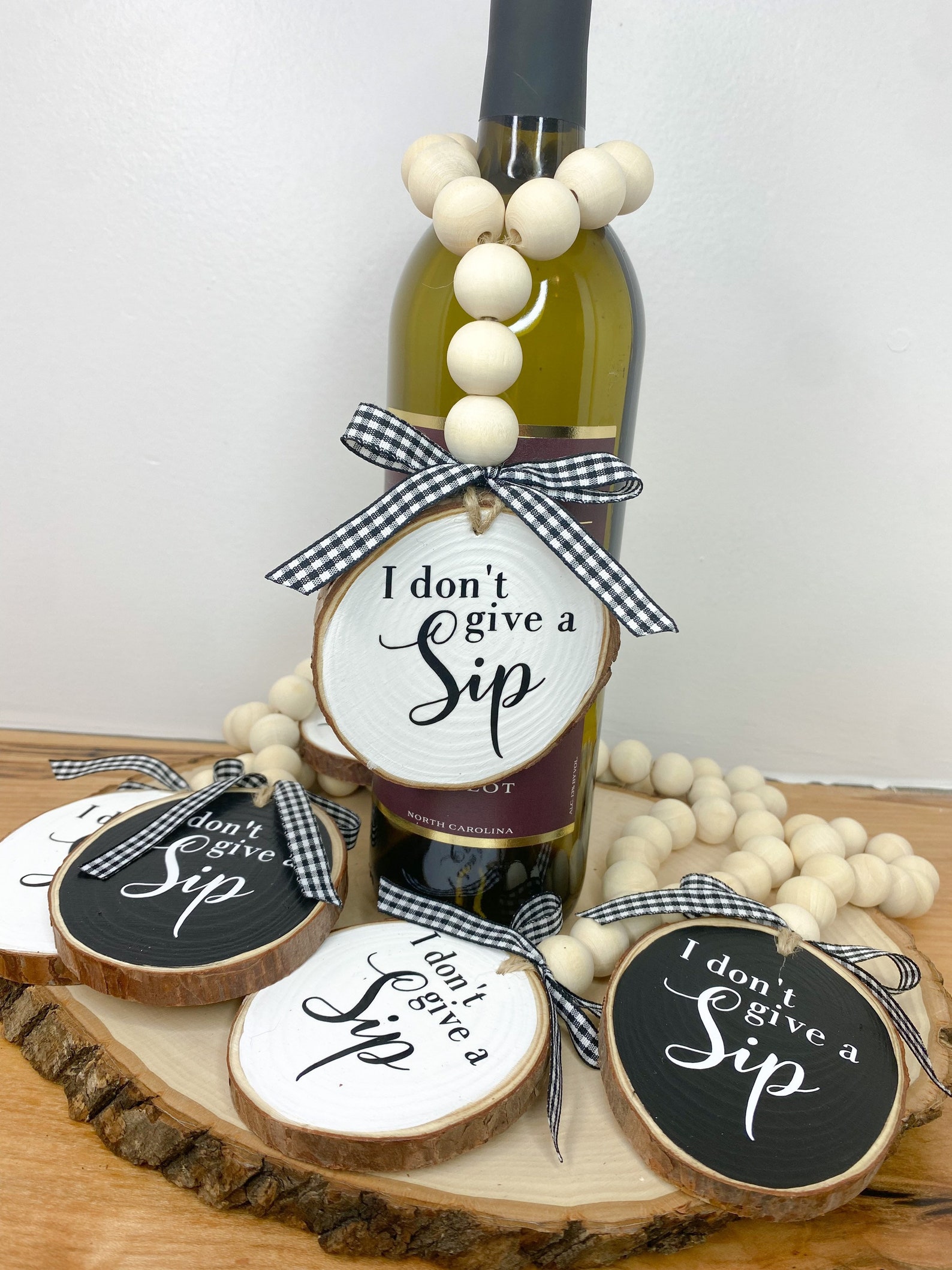 WINE BOTTLE TAG Wooden Bead Garland Wine Tag Funny Wine - Etsy