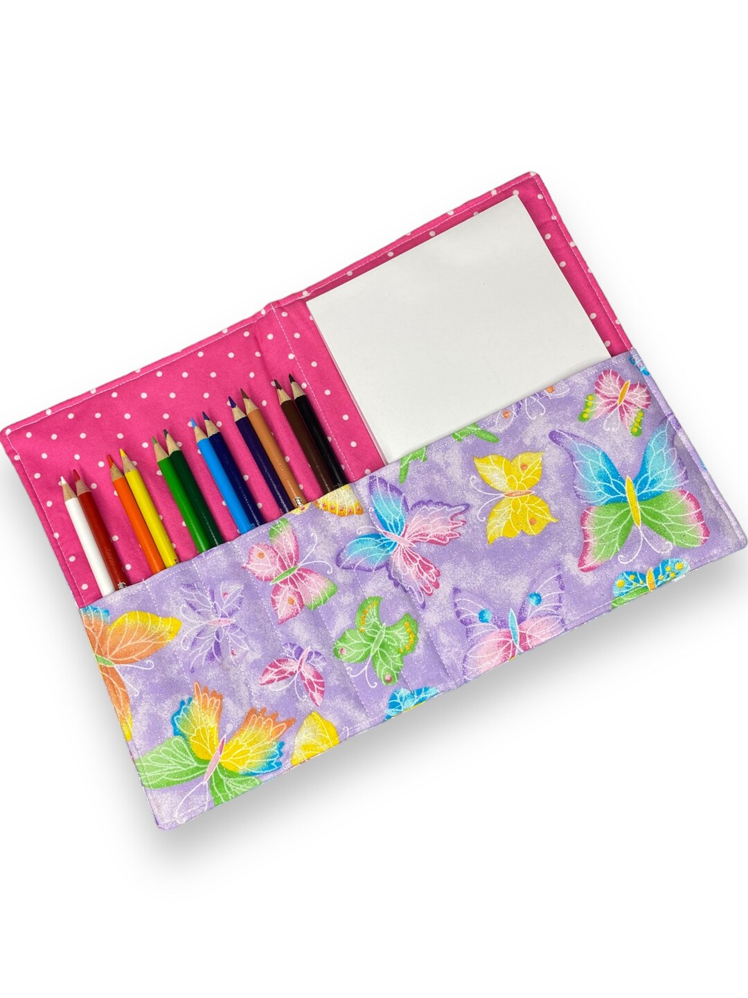 Butterfly Fabric Pencil Case: Kids Travel Art Set With 12 Pencils - Etsy