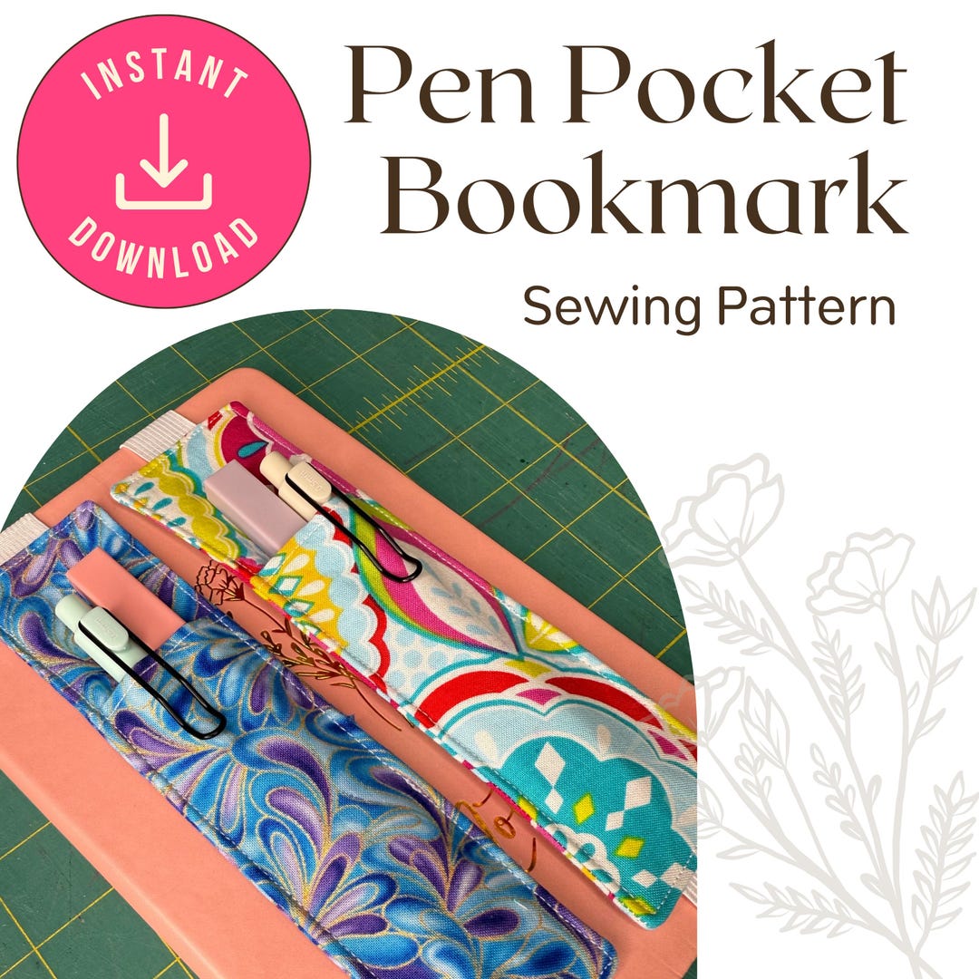 Pen Pocket Bookmark Sewing Pattern – PDF Pencil Holder for Books ...