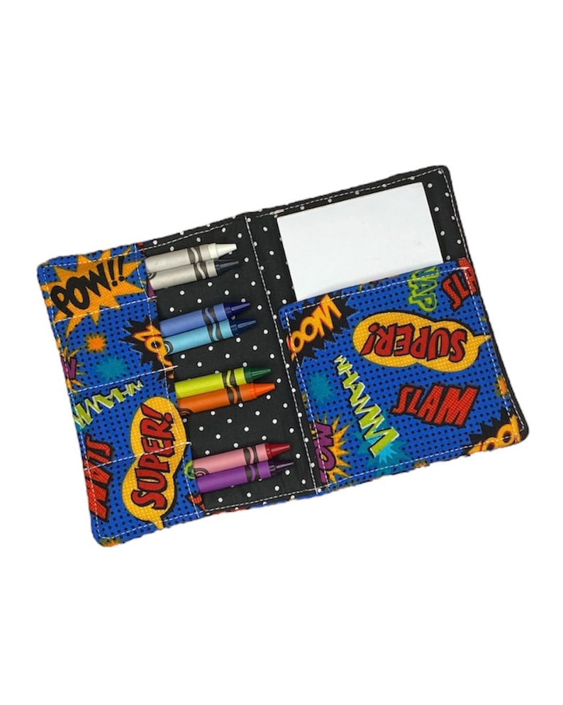 Comic Crayon Holder: Kids Travel Coloring Case With Notepad - Etsy