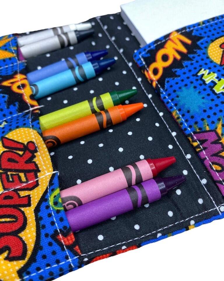 Comic Crayon Holder: Kids Travel Coloring Case With Notepad - Etsy