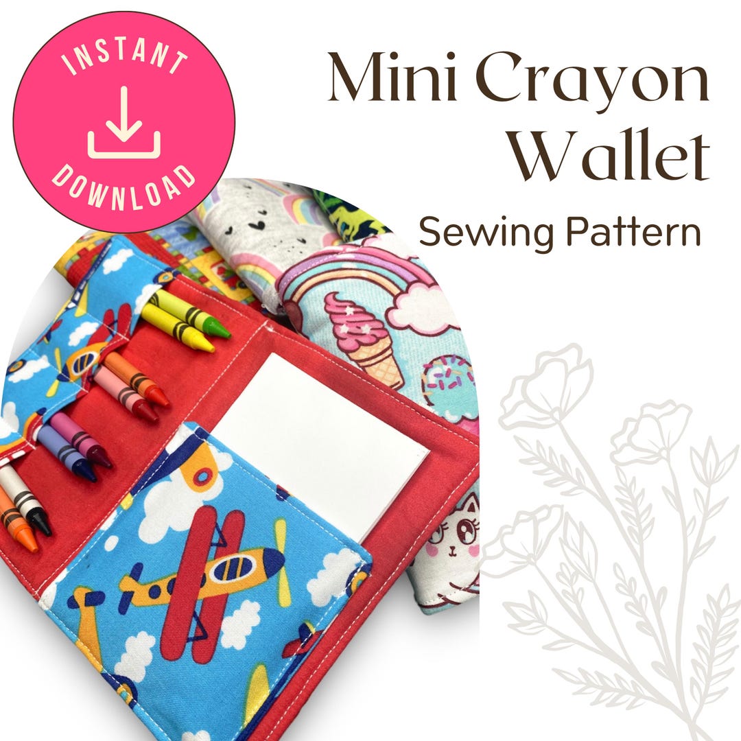 Mini CRAYON WALLET PDF Travel Drawing Case Carrier, Kids Activity Bag ...