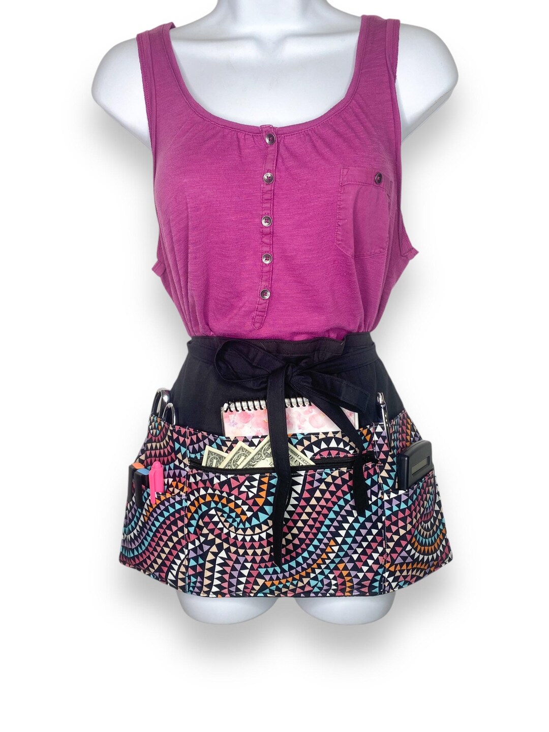 Teacher Utility Apron With Zipper Pocket: Cotton Craft Vendor Apron - Etsy