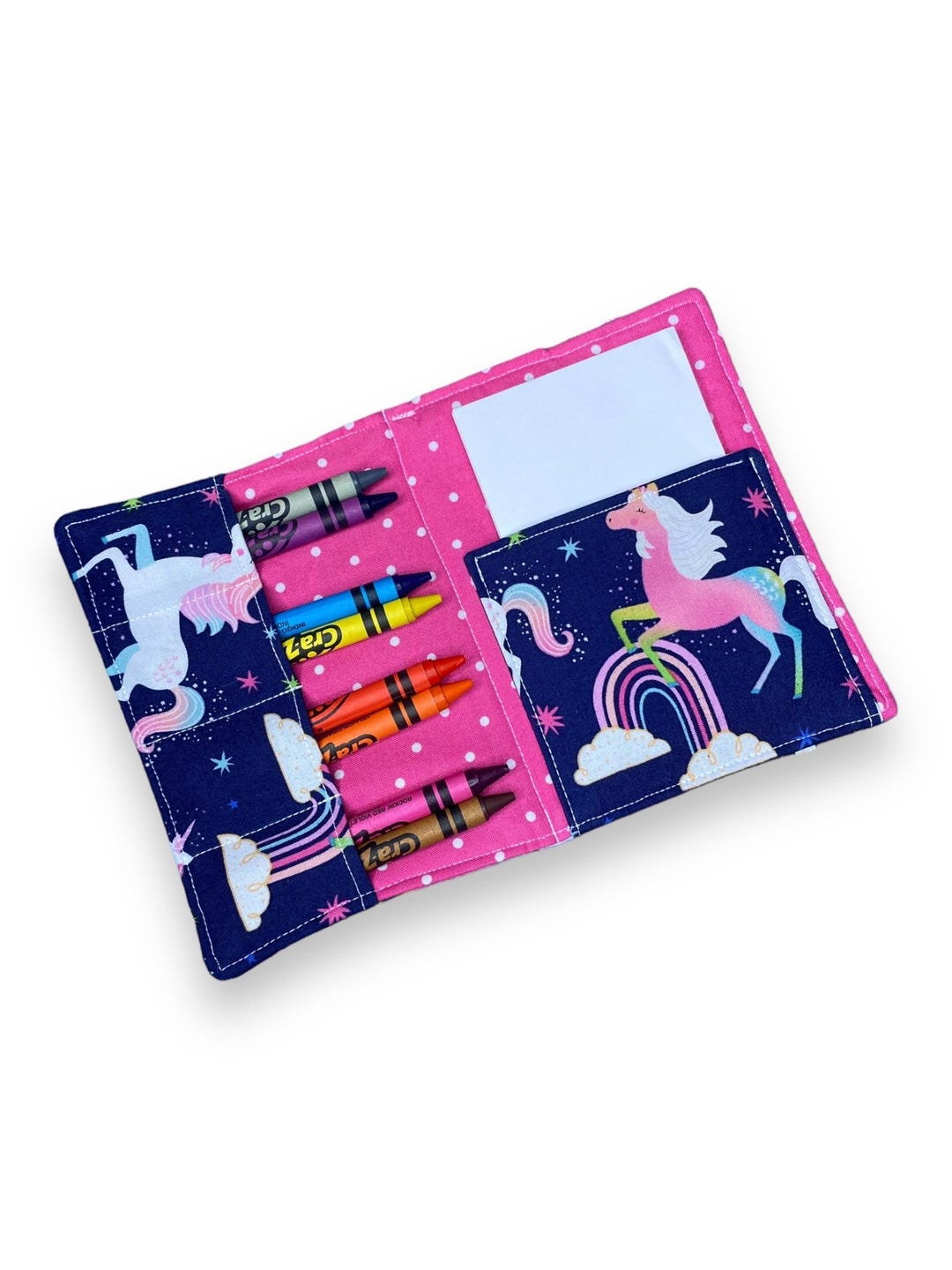 Unicorn Crayon Holder – Girls Mini Crayon Wallet – Kids Coloring Travel ...