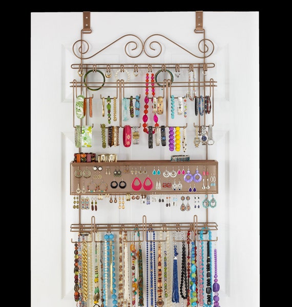 Longstem 7100 Over the Door wall Hanging Jewelry Organizer in Bronze Holds Over 300 Pieces Necklace Earrings Patented Rated Best Etsy