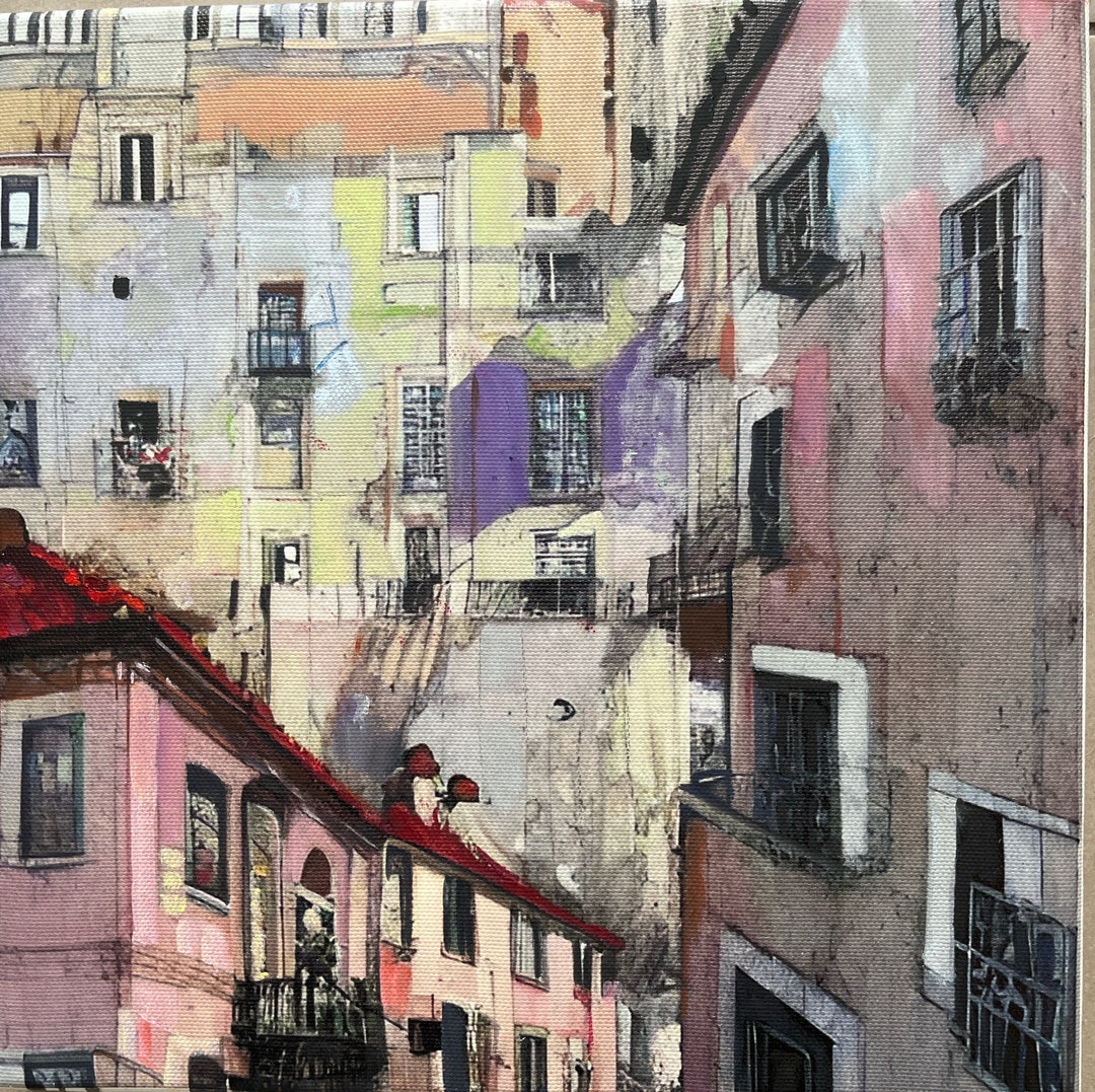 Alfama Lisbon Original Oil Painting 12x12 30x30cm on Canvas Framed ...