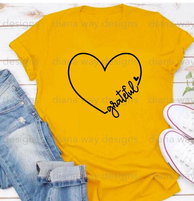A Grateful Heart - SVG/PNG/DXF Cut Files, Tshirt Design Svg, Home Decor ...