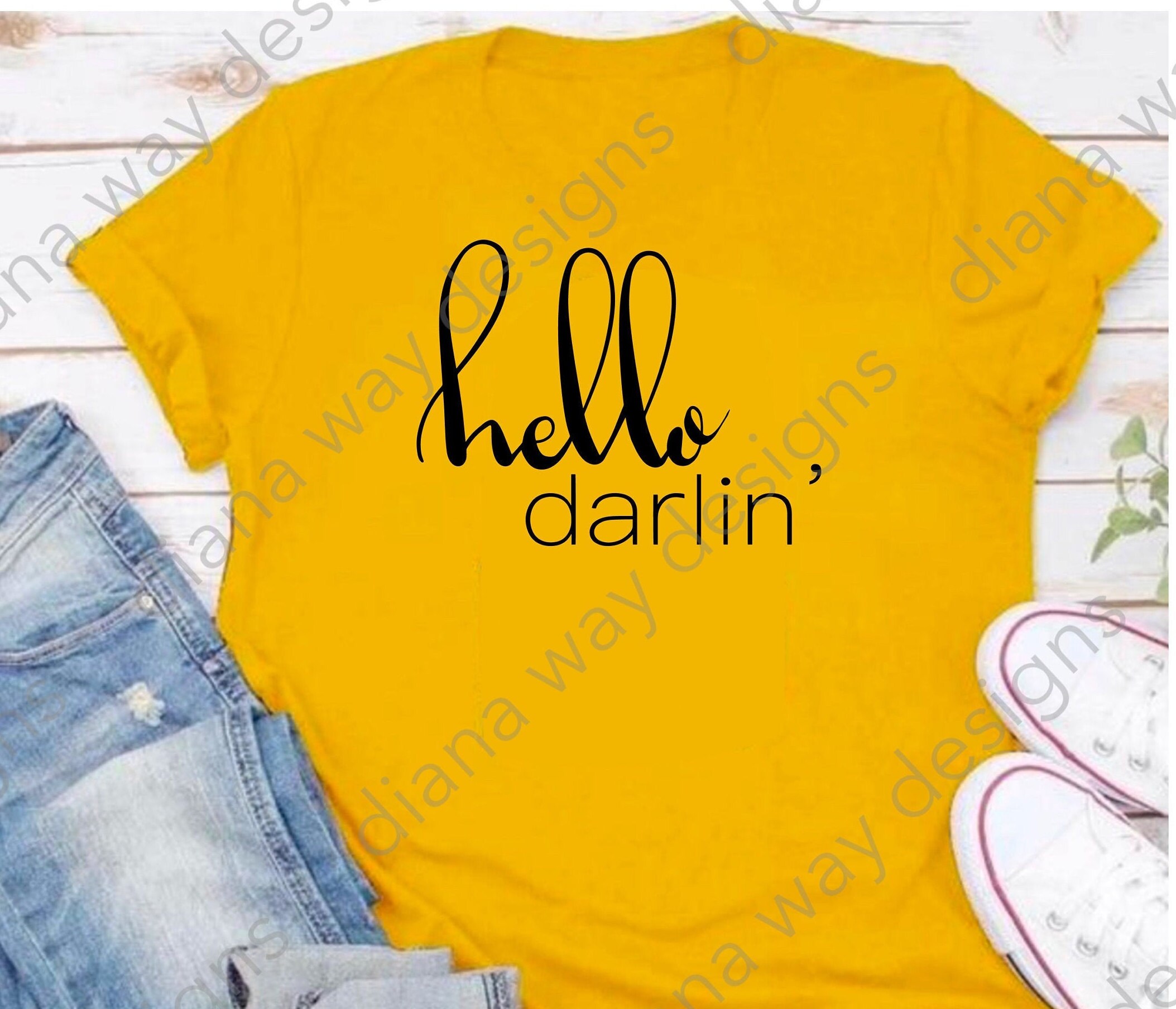 Hello Darlin' SVG/PNG/DXF Cut Files Hand Lettered Svg - Etsy