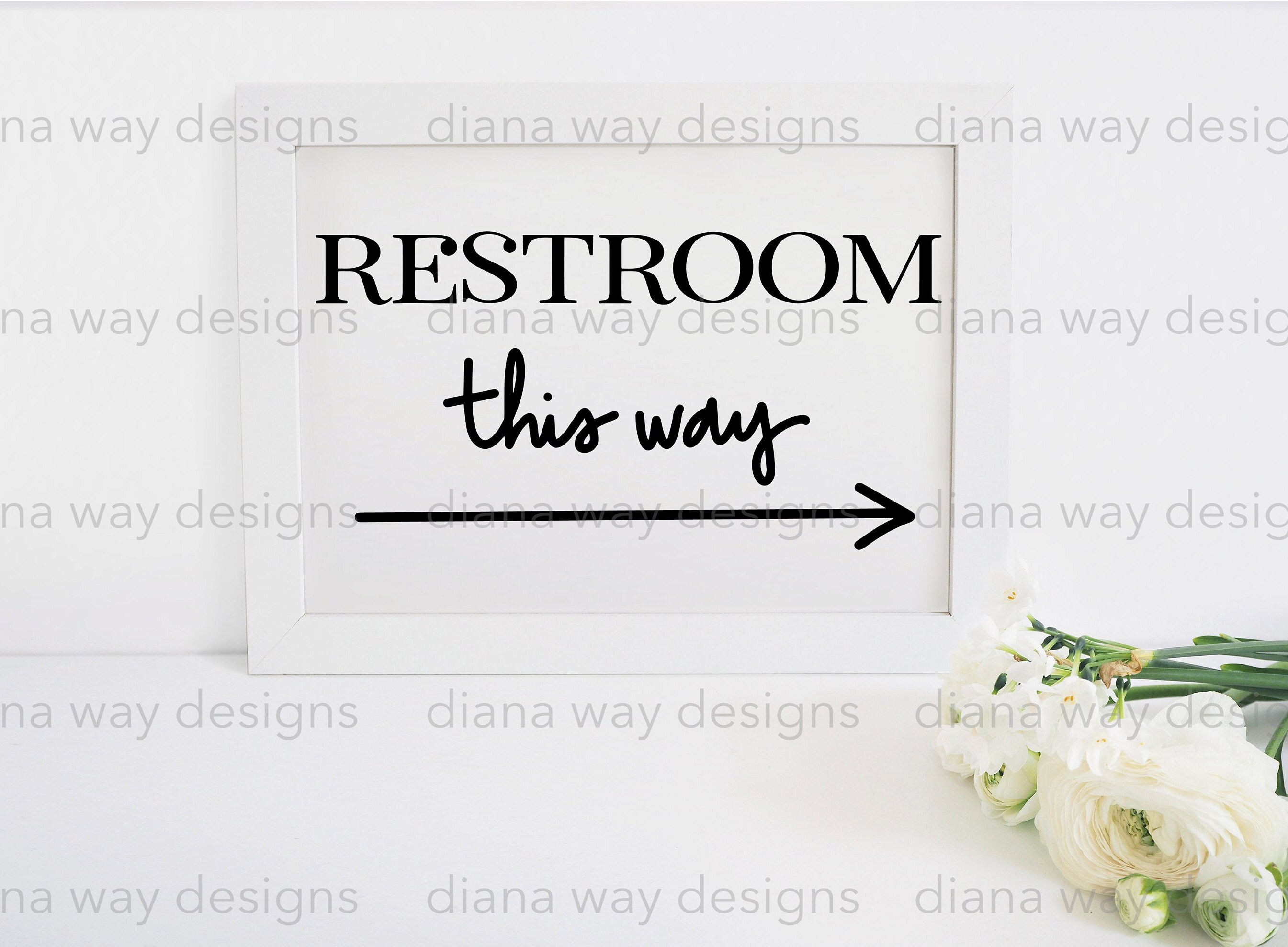 Restroom This Way... Instant Handwritten SVG/DXF/PNG Restroom Signage ...