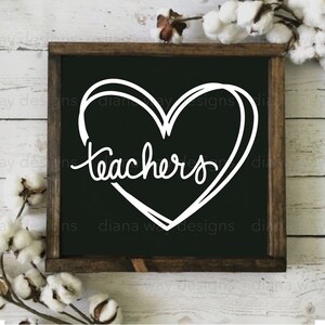 Love Teachers, Heart of a Teacher- Instant PNG/DXF/SVG Teacher Design ...