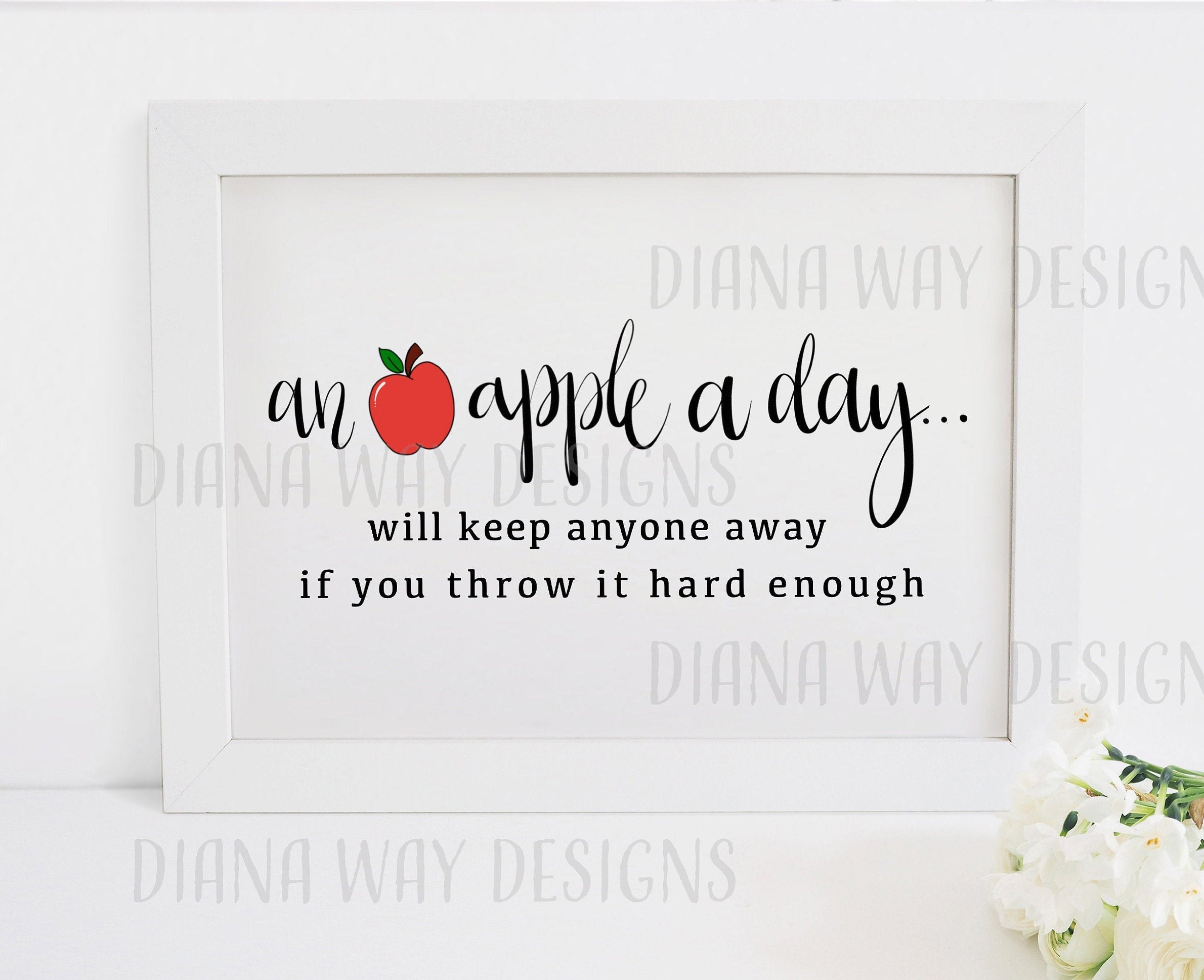 An Apple a Day- Svg, Humorous Quote, Hand Lettered SVG/DXF/PNG Files ...